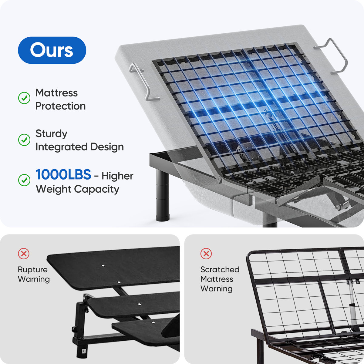 Alwyn Home Adjustable Bed Frame With Adjustable Legs, Electric Bed Base Frame With Wireless ...